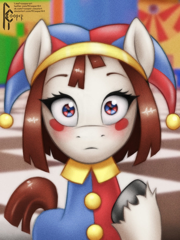 #3233484 - safe, artist:rcooper, earth pony, pony, female, hat, jester ...