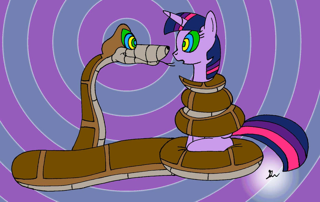 #3236307 - safe, artist:lol20, twilight sparkle, alicorn, pony, snake, g4, coils, duo, hypno ...