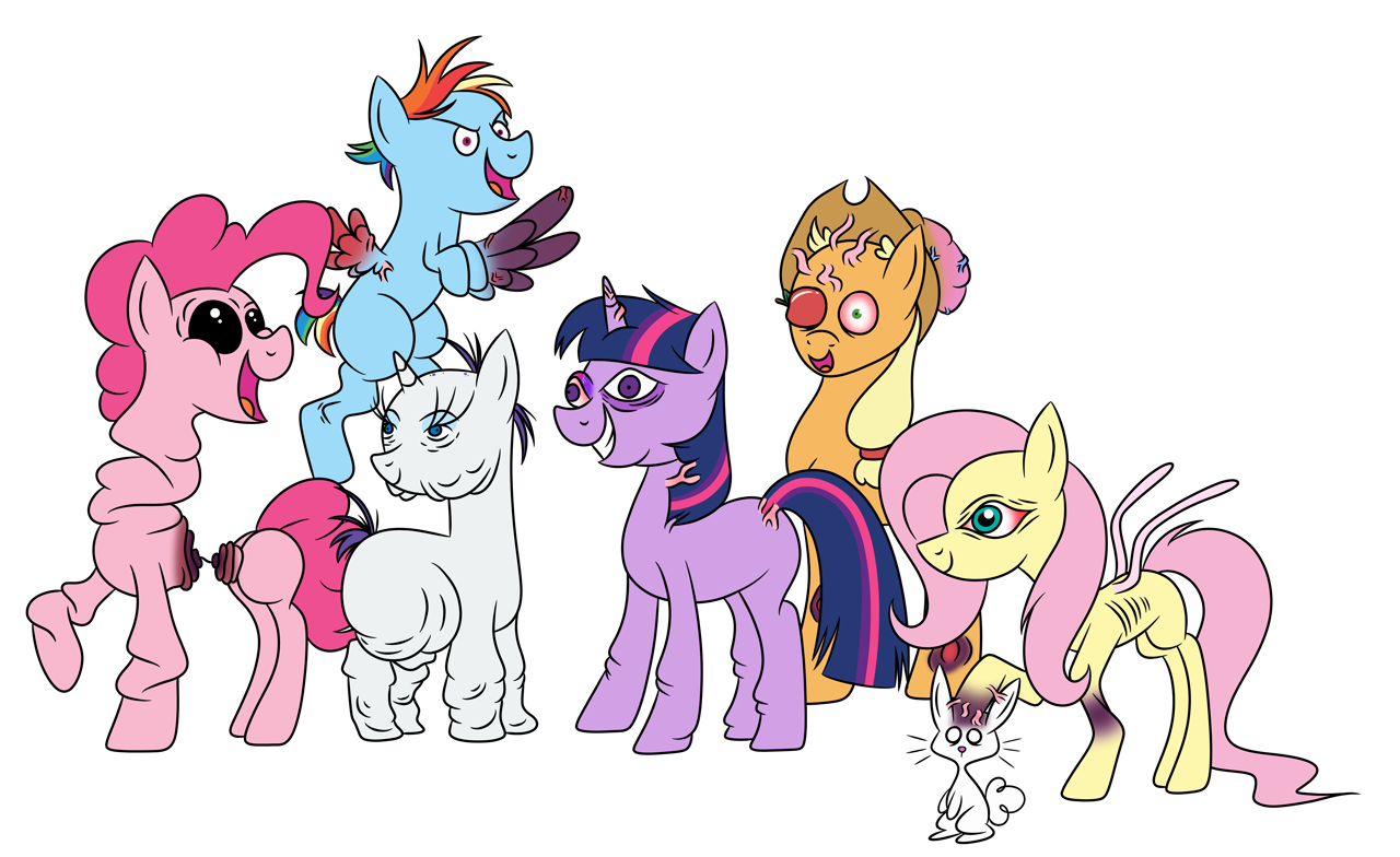 #3236710 - grotesque, artist:bread_077, angel bunny, applejack ...