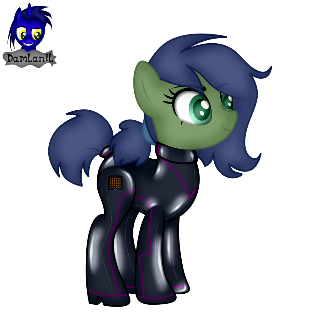 #3259575 - safe, artist:damlanil, oc, oc only, oc:gray hat, earth pony, pony, bodysuit, catsuit ...