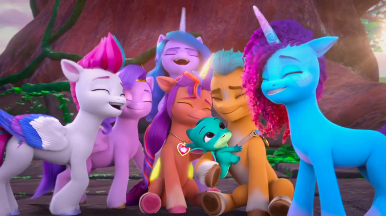 #3260293 - safe, screencap, hitch trailblazer, izzy moonbow, misty brightdawn, pipp petals ...