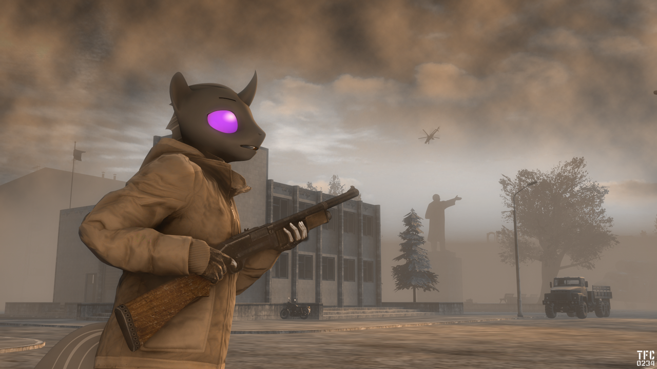 #3261906 - safe, artist:tfc0234, oc, changeling, anthro, plantigrade anthro, 3d, anthro oc, gun ...