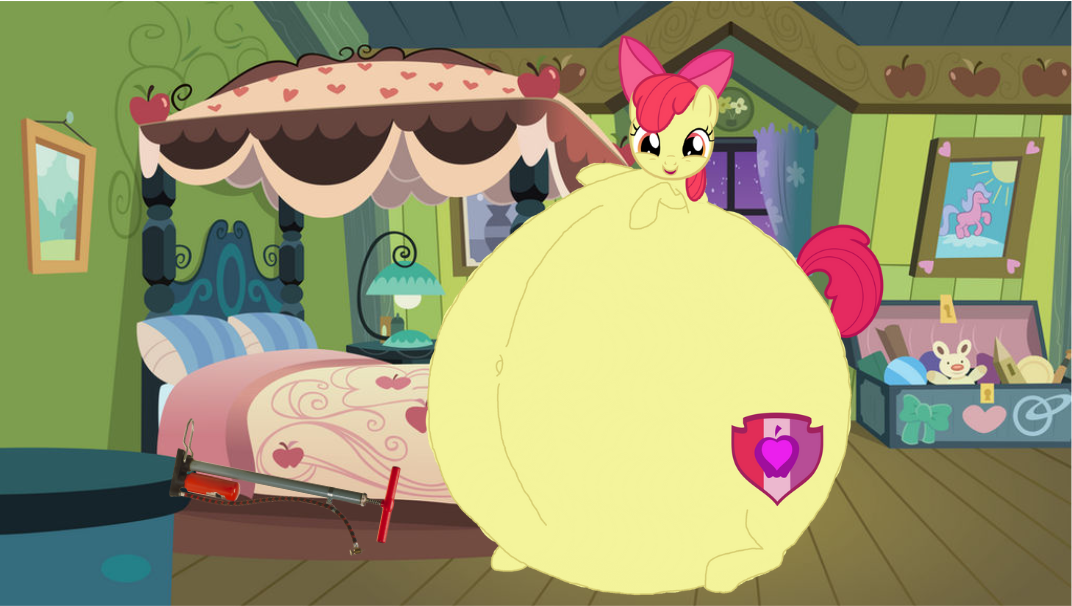 #3263521 - suggestive, artist:simonstudio587, apple bloom, g4, air pump, inflation, self ...