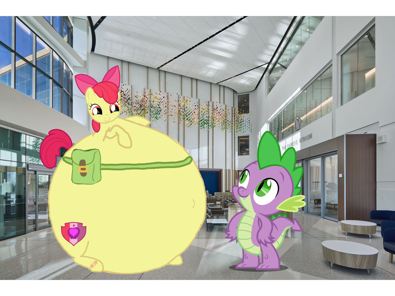 #3263524 - suggestive, artist:simonstudio587, apple bloom, spike, dragon, g4, high res, hospital ...