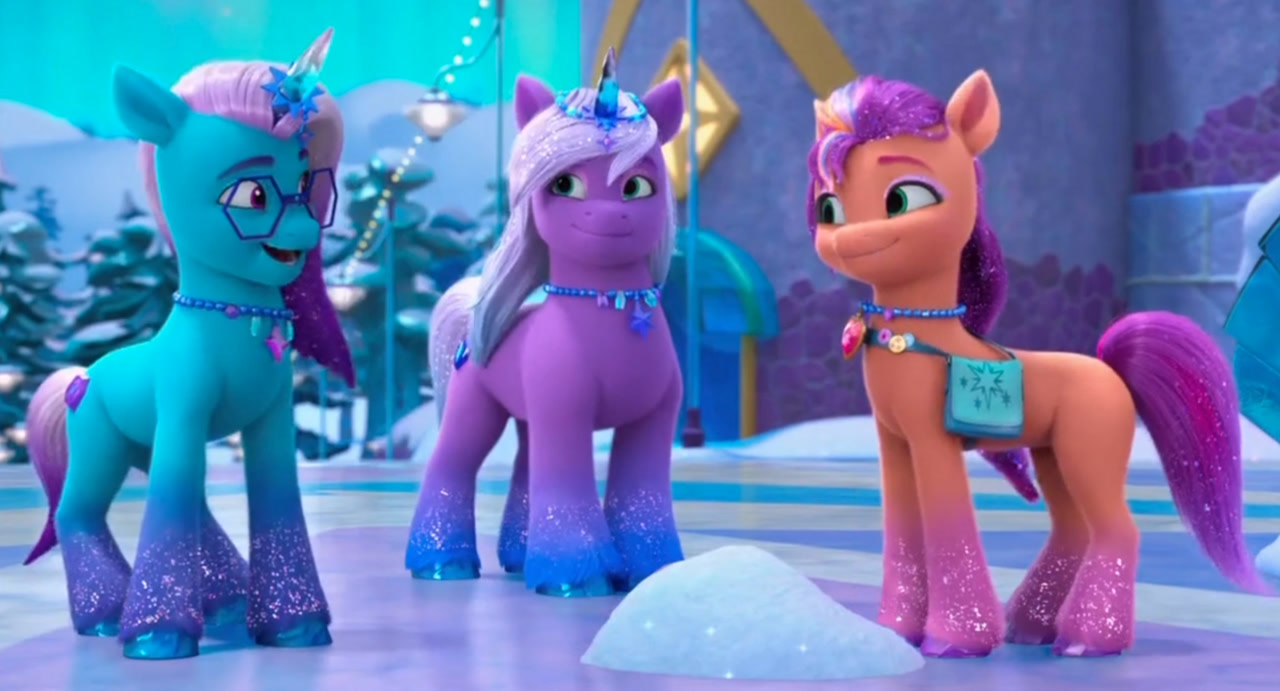 #3263825 - safe, screencap, comet (g5), sunny starscout, violet frost, auroricorn, earth pony ...