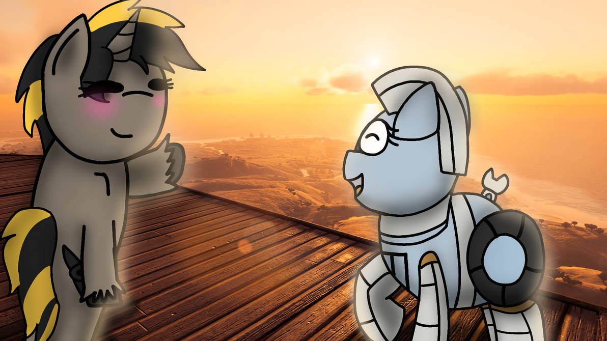 #3264963 - safe, artist:foxfer64_yt, oc, oc only, oc:kaia mahoe, oc:silverstream (robot pony ...