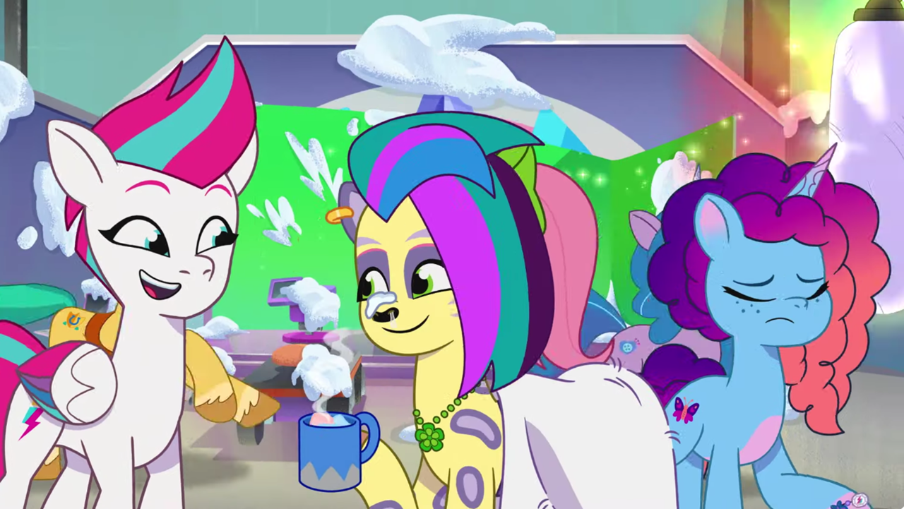 #3265045 - safe, screencap, allura, hitch trailblazer, izzy moonbow, misty brightdawn, posey ...