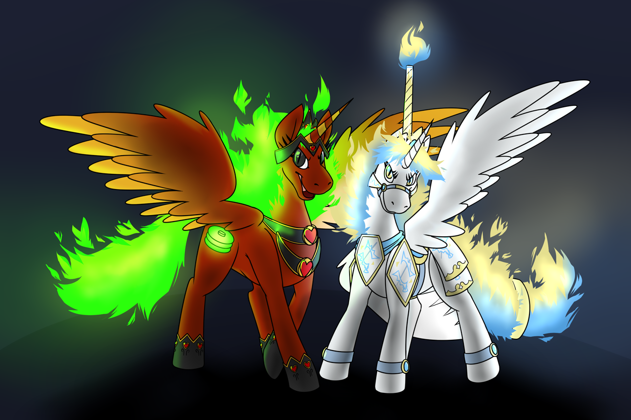 #3265619 - safe, artist:rawr, oc, oc only, oc:princess hotcakes, oc:princess toytime, oc:radiant ...