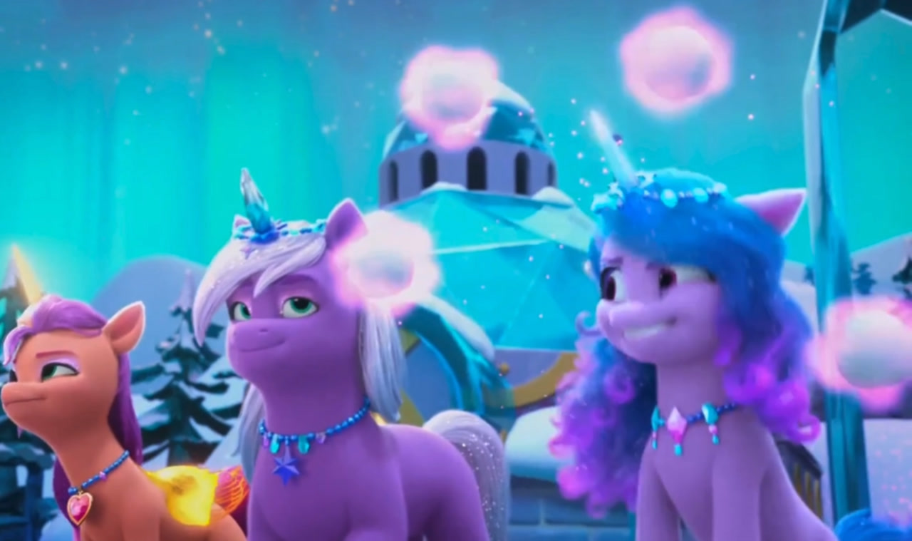 #3268418 - safe, screencap, izzy moonbow, sparky sparkeroni, sunny starscout, violet frost ...