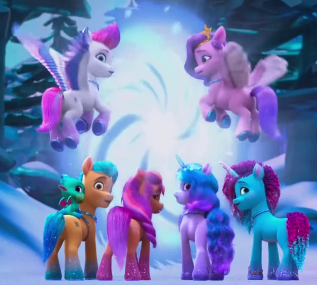 #3270298 - safe, screencap, hitch trailblazer, izzy moonbow, misty brightdawn, pipp petals ...