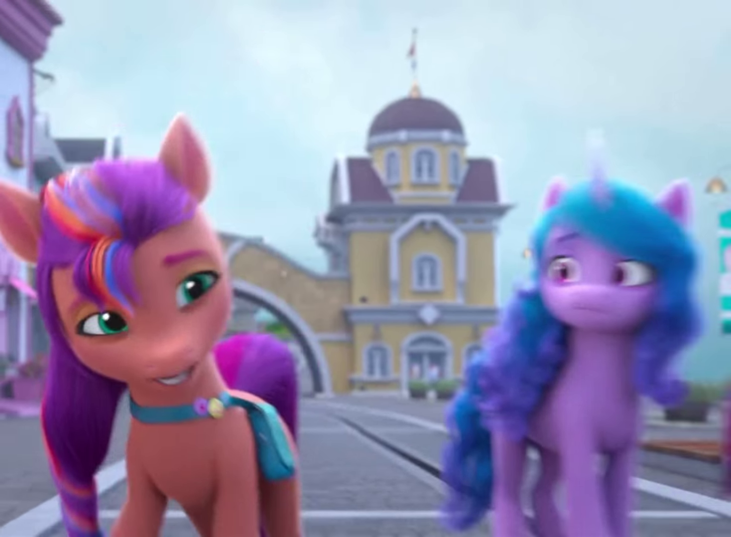 #3252943 - safe, screencap, hitch trailblazer, izzy moonbow, misty brightdawn, pipp petals ...