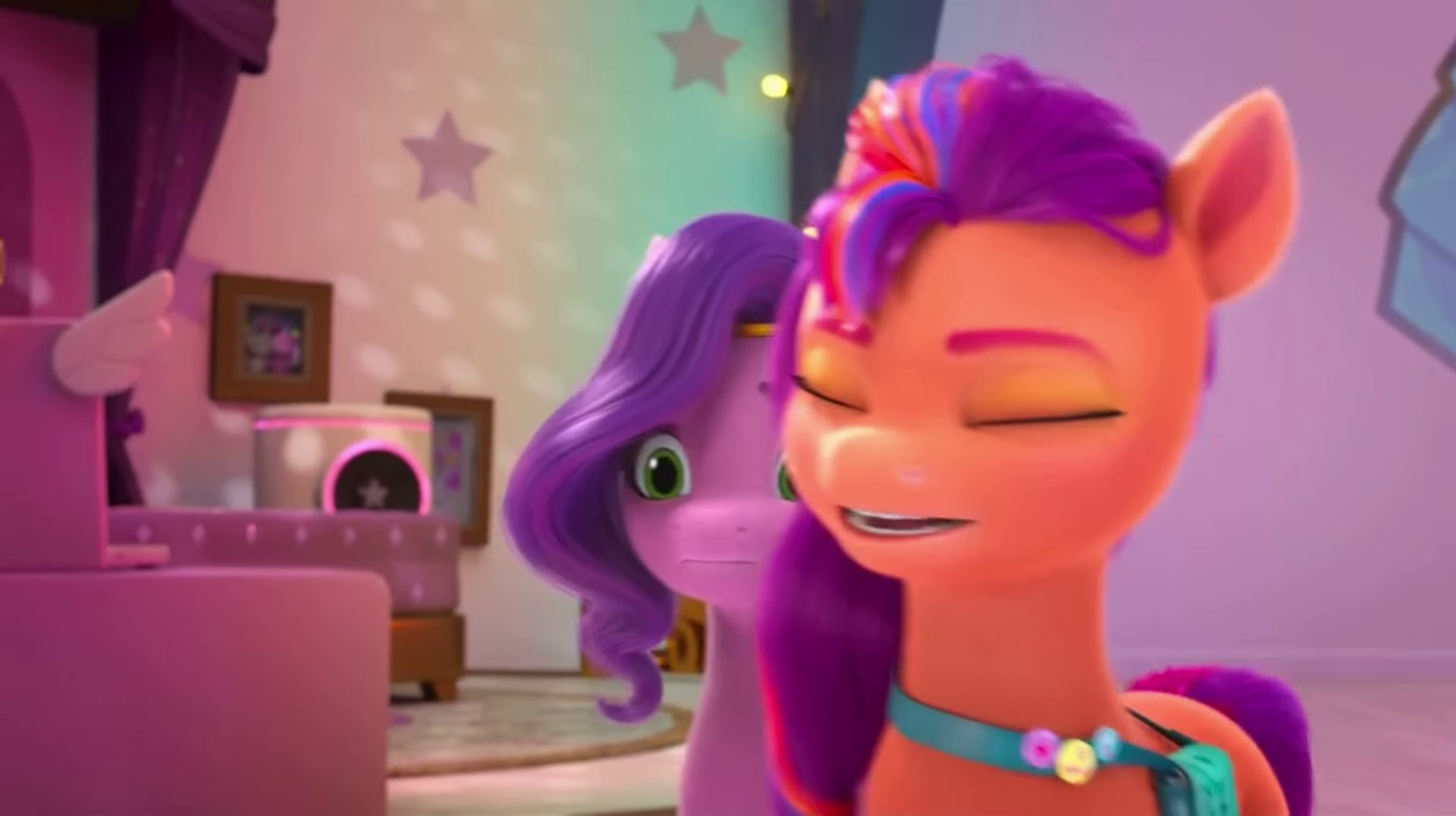 #3253296 - safe, screencap, hitch trailblazer, izzy moonbow, misty brightdawn, pipp petals ...