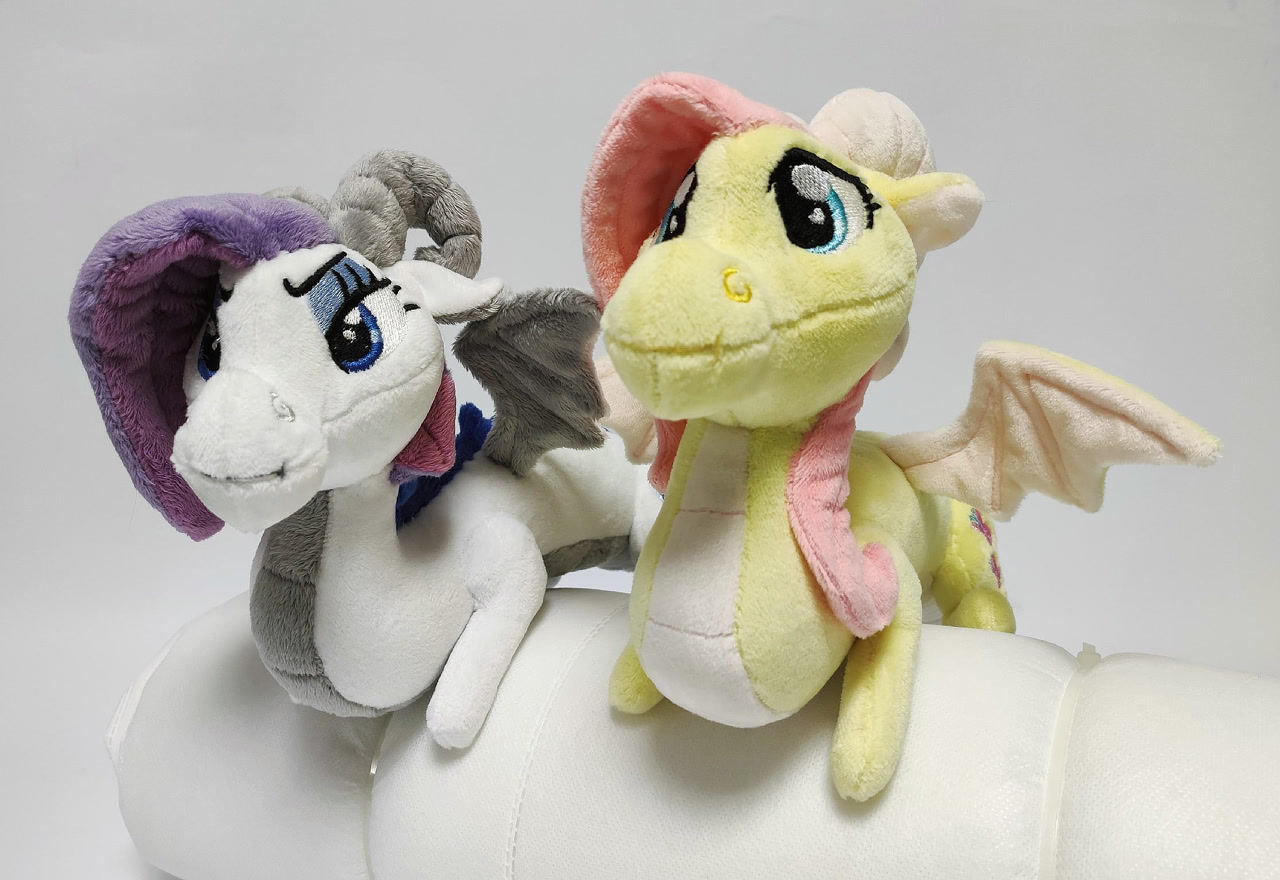 #3253393 - safe, artist:gingerale2016, fluttershy, rarity, dragon, g4 ...