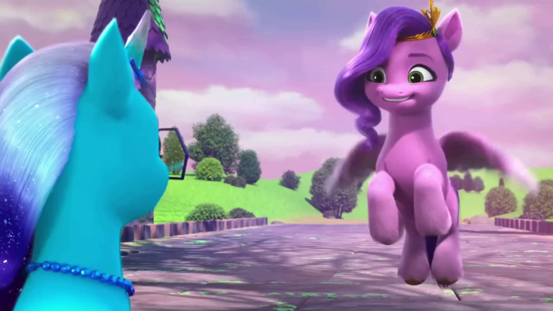 #3272374 - safe, screencap, comet (g5), hitch trailblazer, izzy moonbow, misty brightdawn, pipp ...