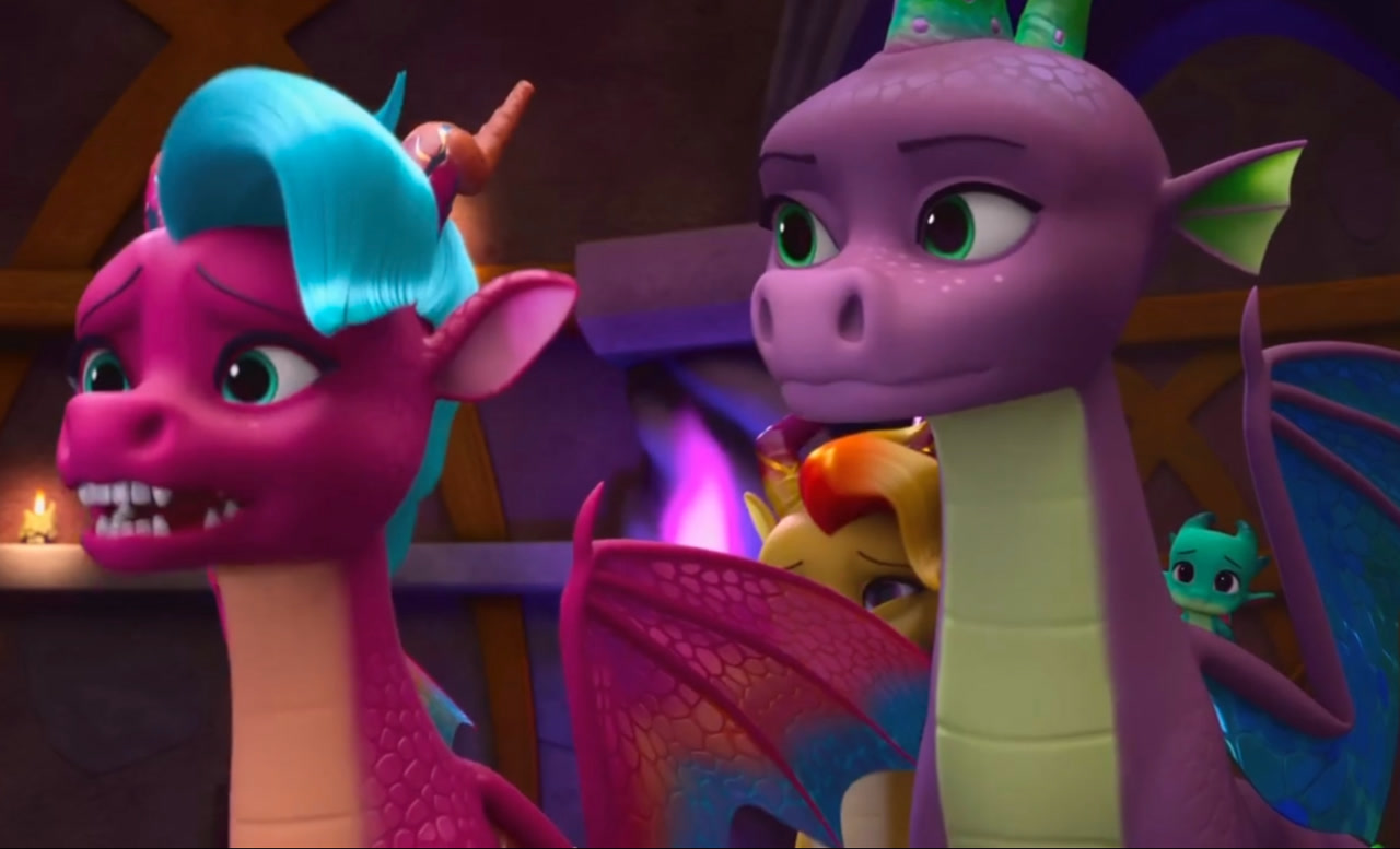 #3253668 - safe, screencap, blaize skysong, luxxe, sparky sparkeroni, spike, dragon, g5, my ...