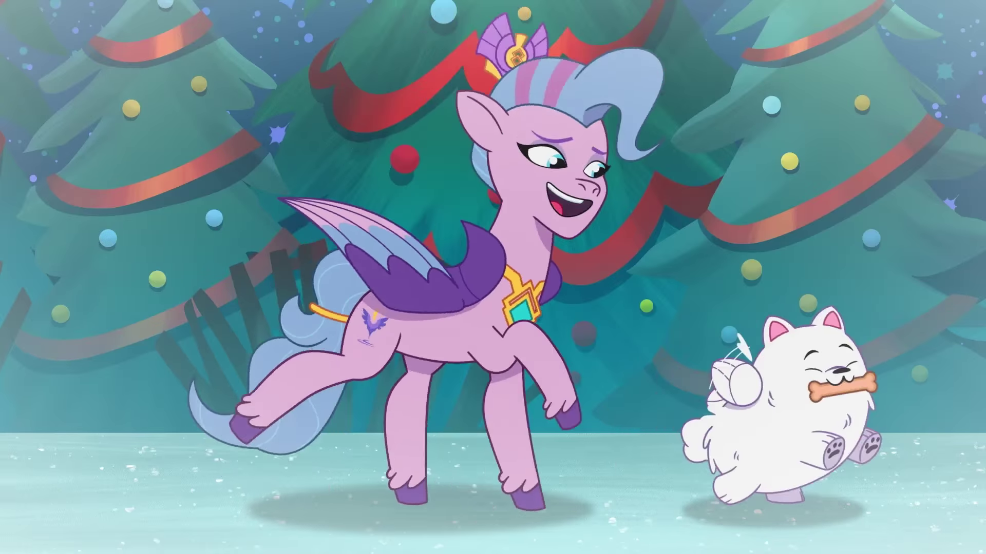 #3255990 - safe, screencap, cloudpuff, queen haven, dog, flying ...