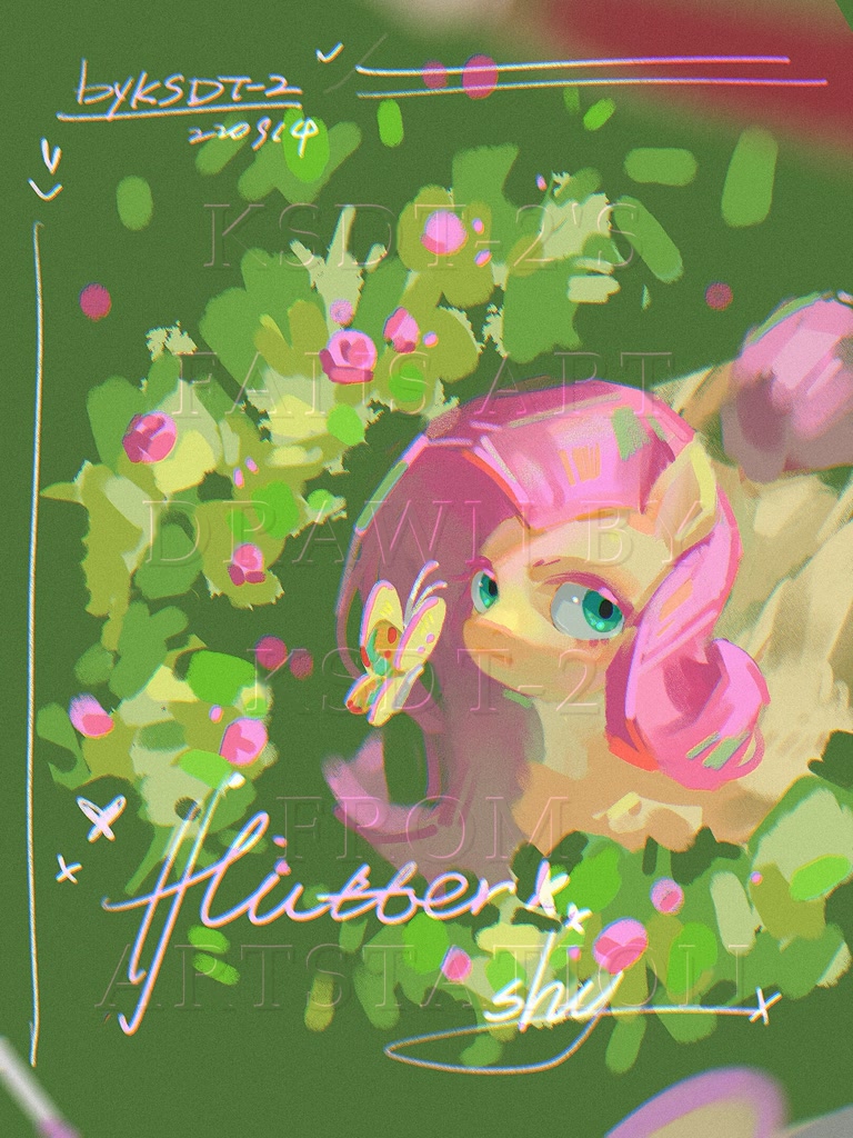 #3256570 - safe, artist:ksdt-2, fluttershy, butterfly, pegasus, pony ...