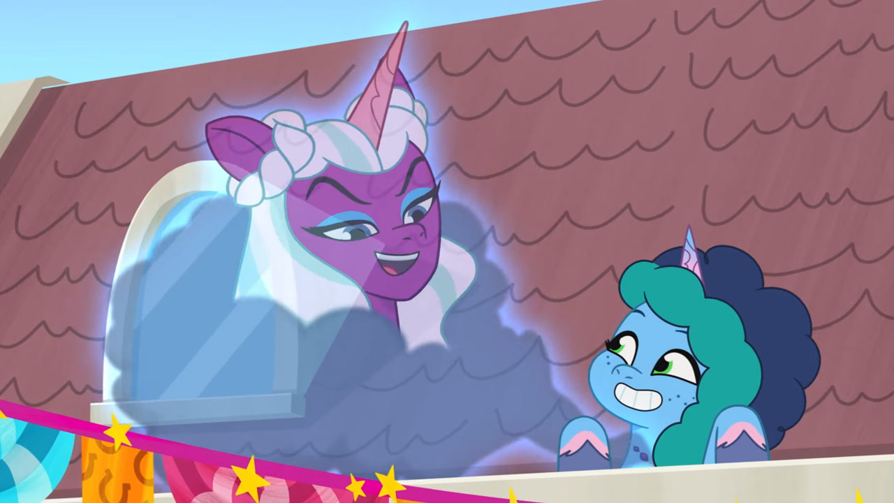 #3043074 - safe, screencap, misty brightdawn, opaline arcana, alicorn, pony, unicorn, g5, my ...