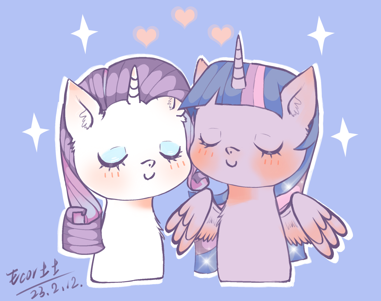 #3044125 - safe, rarity, twilight sparkle, pony, artist：ecor土土, duo ...