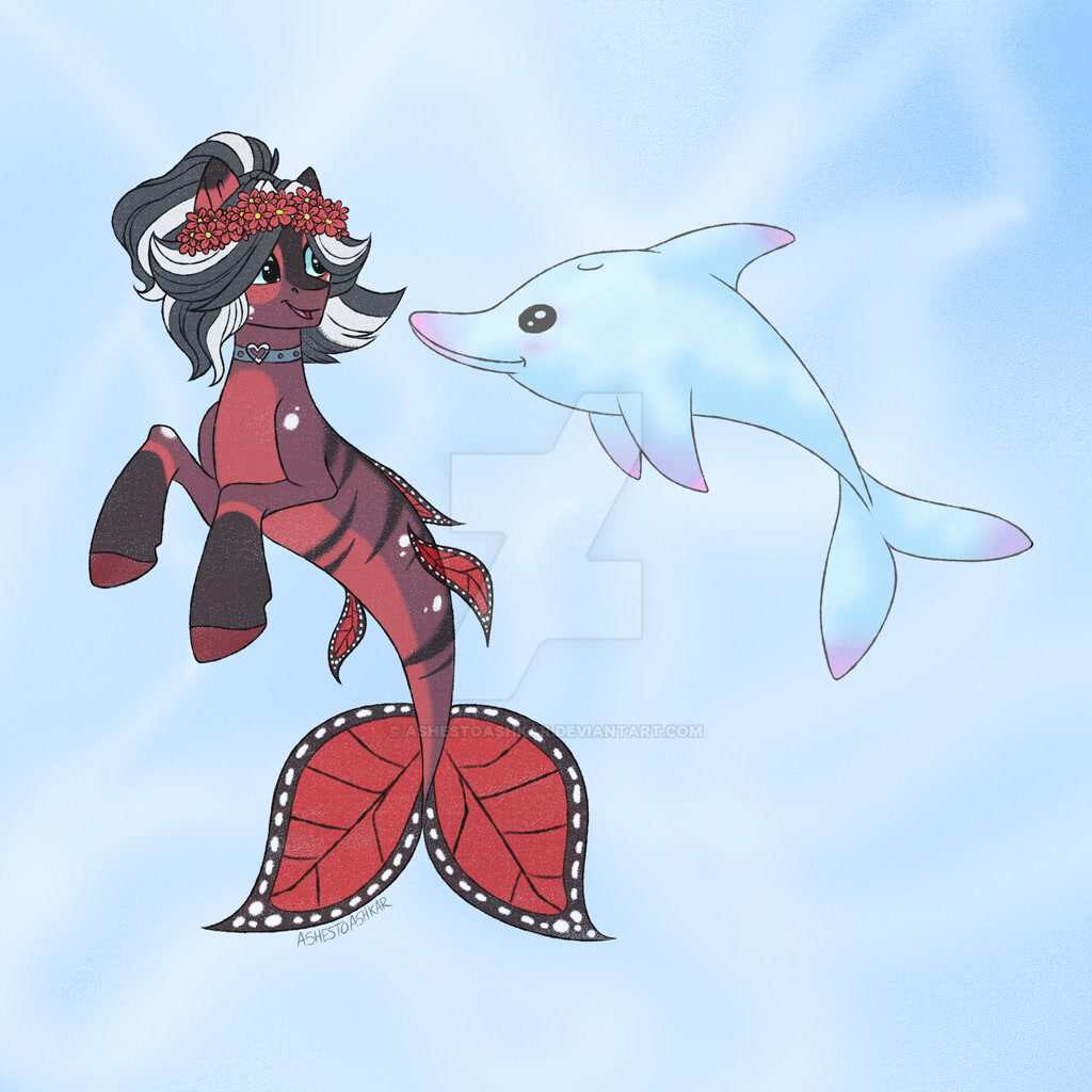 #3045914 - safe, artist:ashestoashkar, oc, oc only, dolphin, earth pony ...