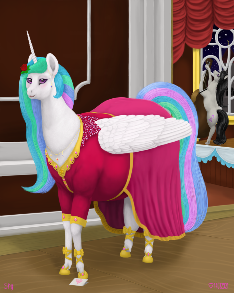 #3046124 - safe, artist:soobel, octavia melody, princess celestia ...