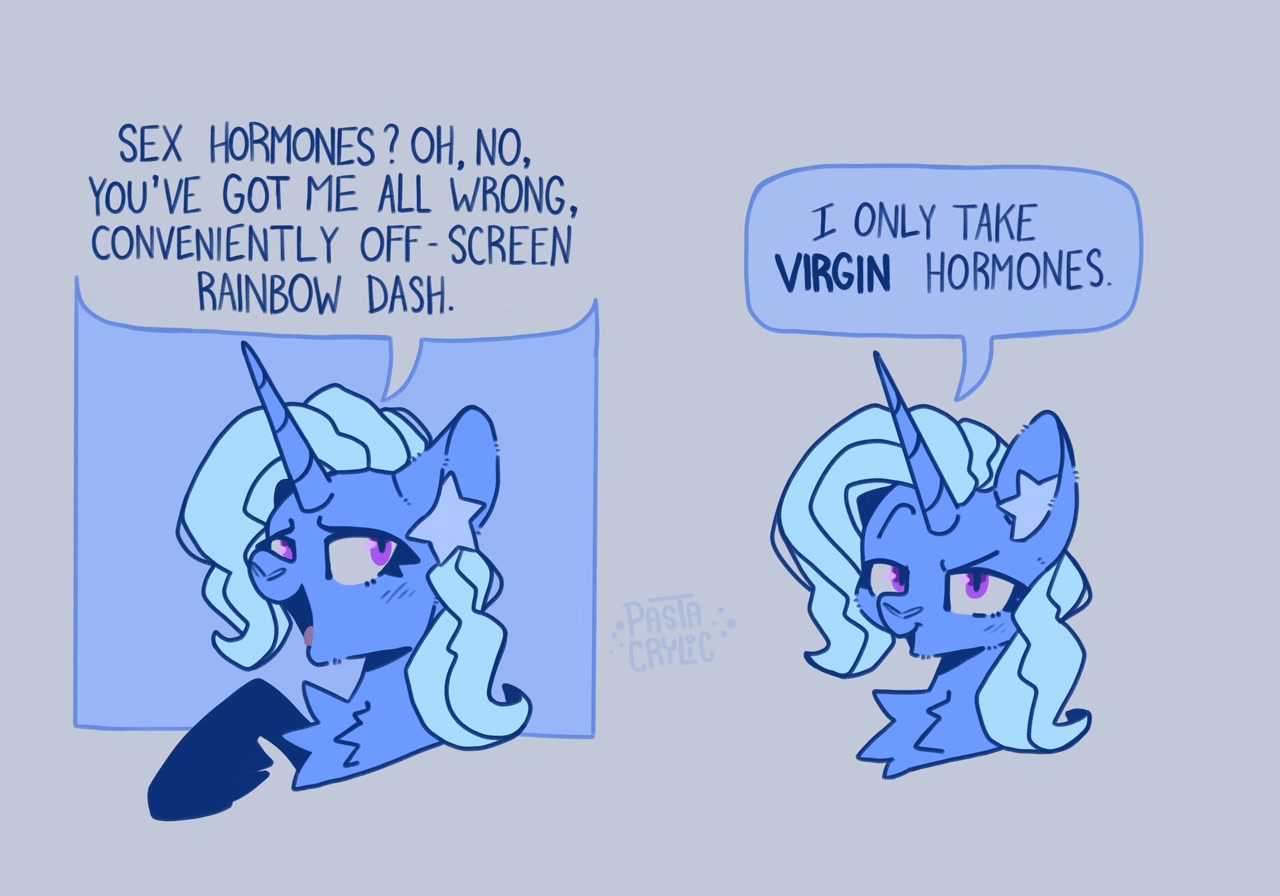 #3047151 - safe, artist:pastacrylic, trixie, pony, unicorn, g4, female, gender headcanon ...