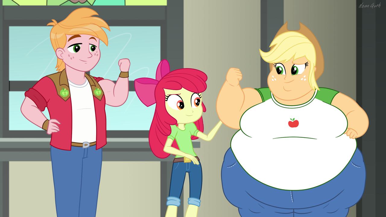 #3048411 - safe, artist:neongothic, apple bloom, applejack, big macintosh, human, equestria ...