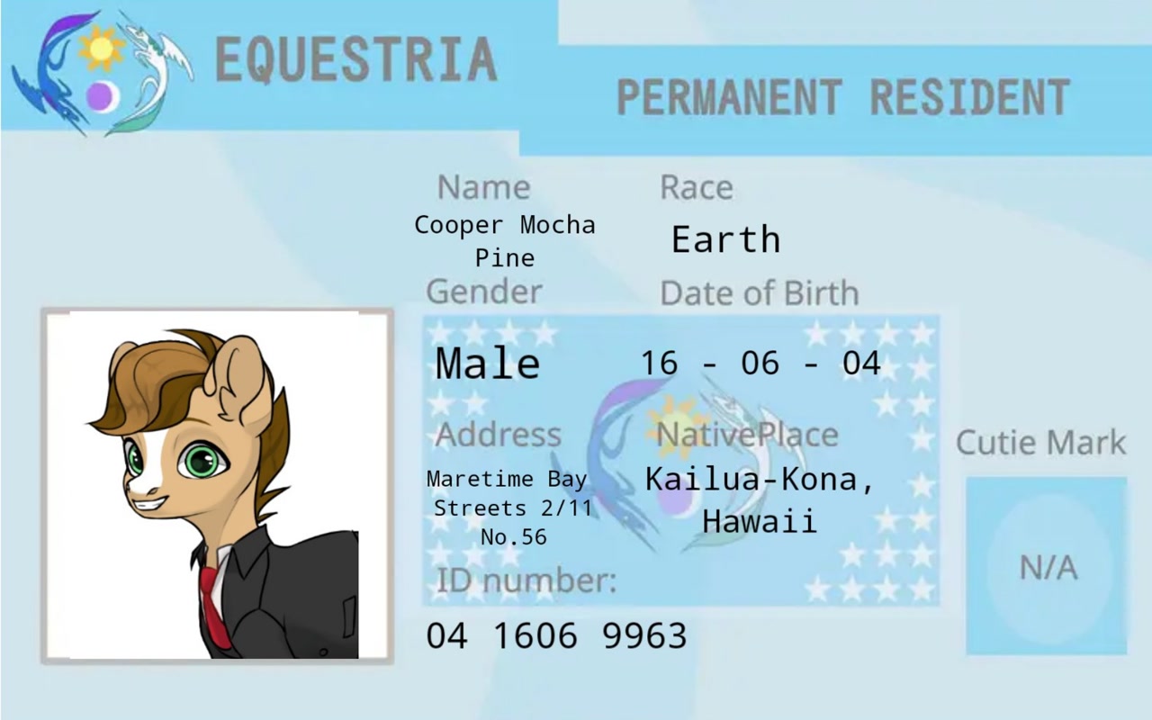 #3049792 - safe, oc, oc only, oc:cooper pine, pony, id card, no cutie ...