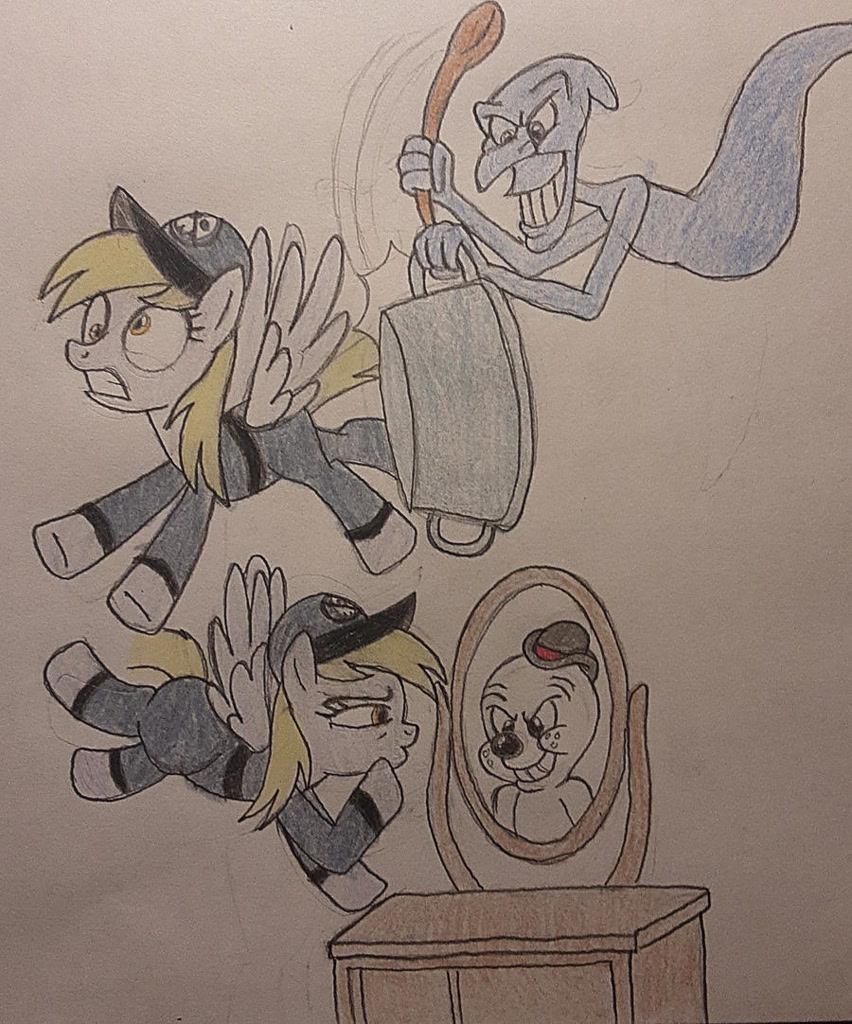 #3052683 - safe, artist:jebens1, derpy hooves, ghost, pegasus, pony, undead, g4, casper, clothes ...