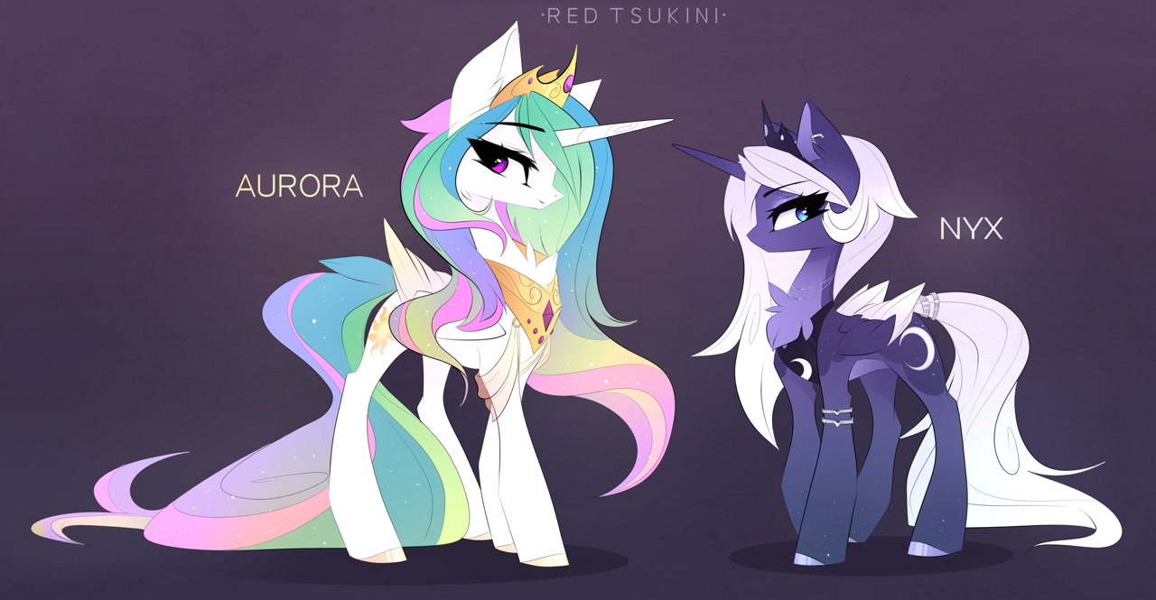 #3038737 - safe, artist:red_tsukini, princess celestia, princess luna ...