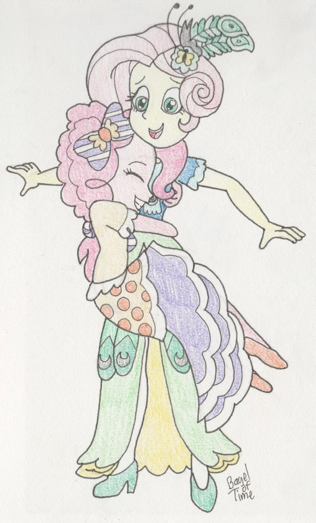 #3039251 - safe, artist:bageloftime, fluttershy, pinkie pie, human ...