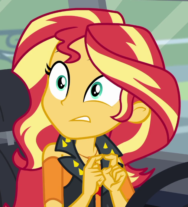 #3040277 - safe, screencap, sunset shimmer, human, driving miss shimmer, equestria girls ...