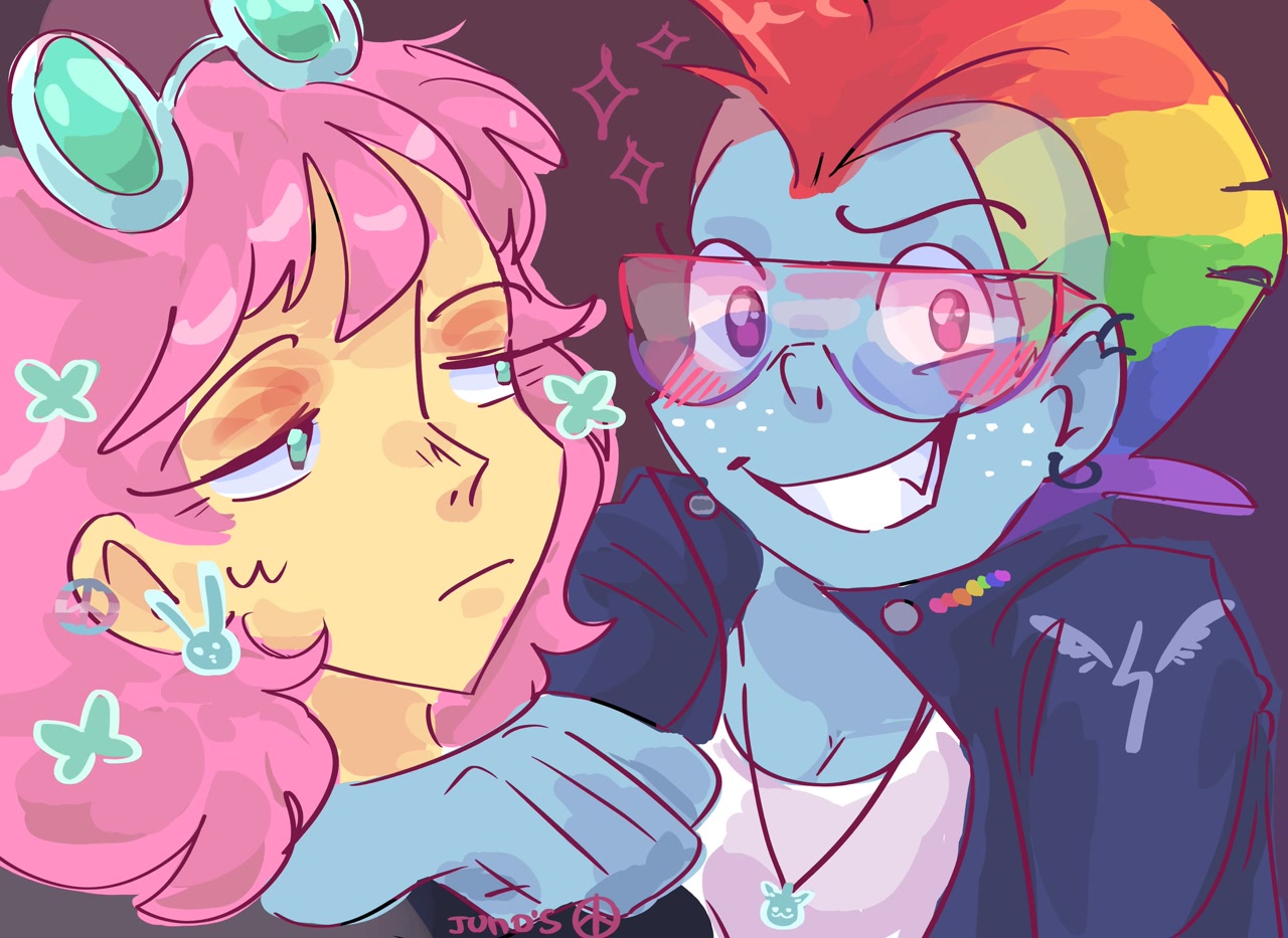 #3040684 - safe, artist:dmitrymemovznok, fluttershy, rainbow dash ...