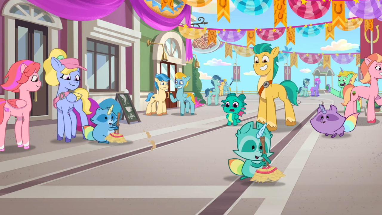 #3042756 - safe, screencap, delightful trifle, emerald saucer, feather clips, fifi (g5), galaxy ...