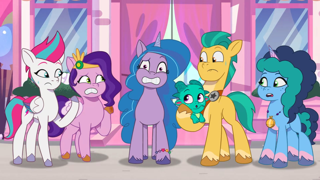 #3060740 - safe, screencap, hitch trailblazer, izzy moonbow, misty brightdawn, pipp petals ...