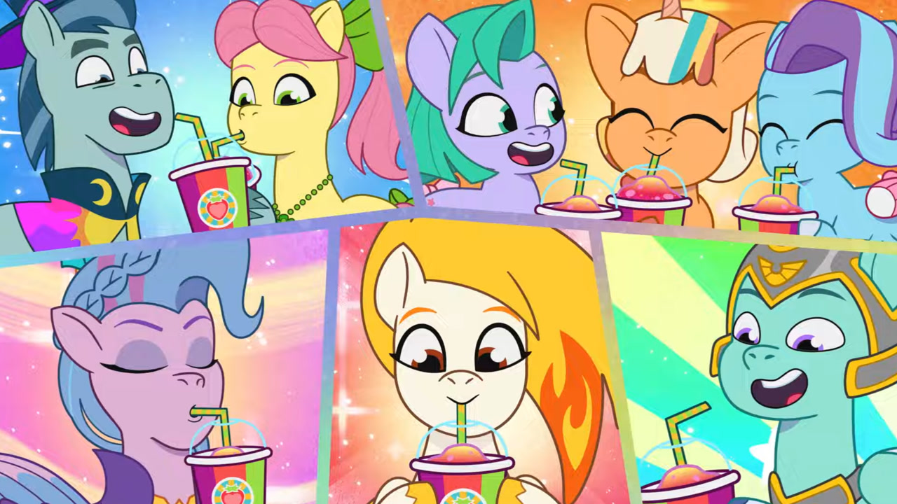 #3061759 - safe, screencap, flare (g5), glory (g5), peach fizz, posey ...