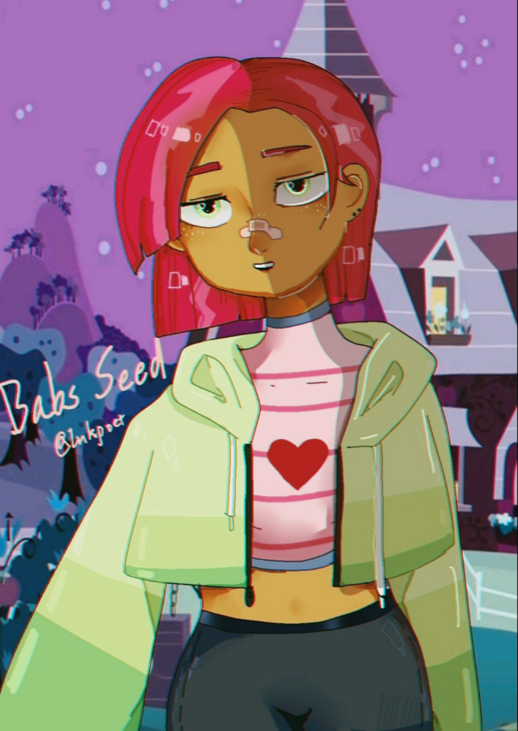 #3063998 - safe, artist:淡墨詩人, babs seed, human, g4, bandaid, bandaid on ...