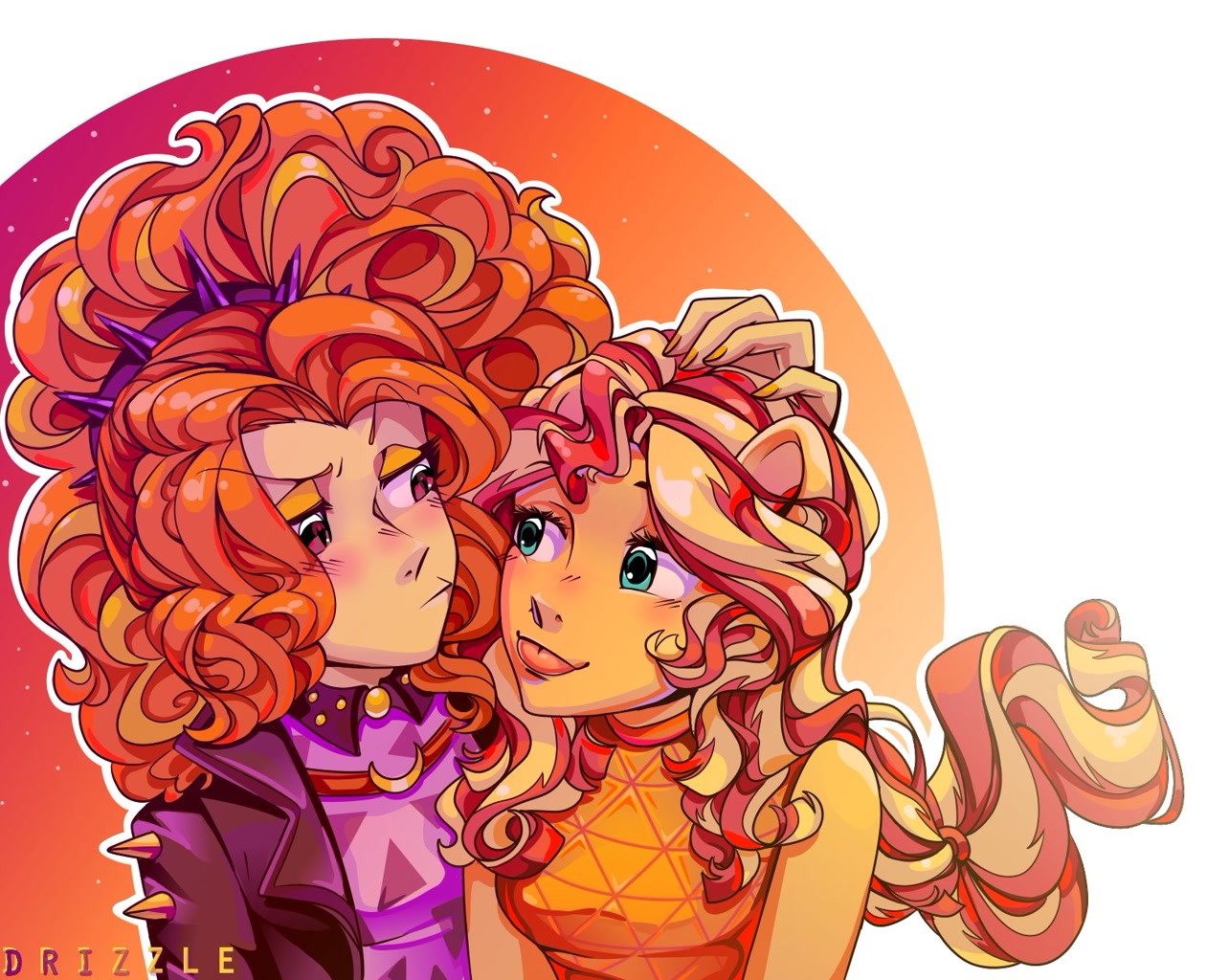 #3064102 - safe, artist:drizzledazzle, adagio dazzle, sunset shimmer, human, equestria girls, g4 ...