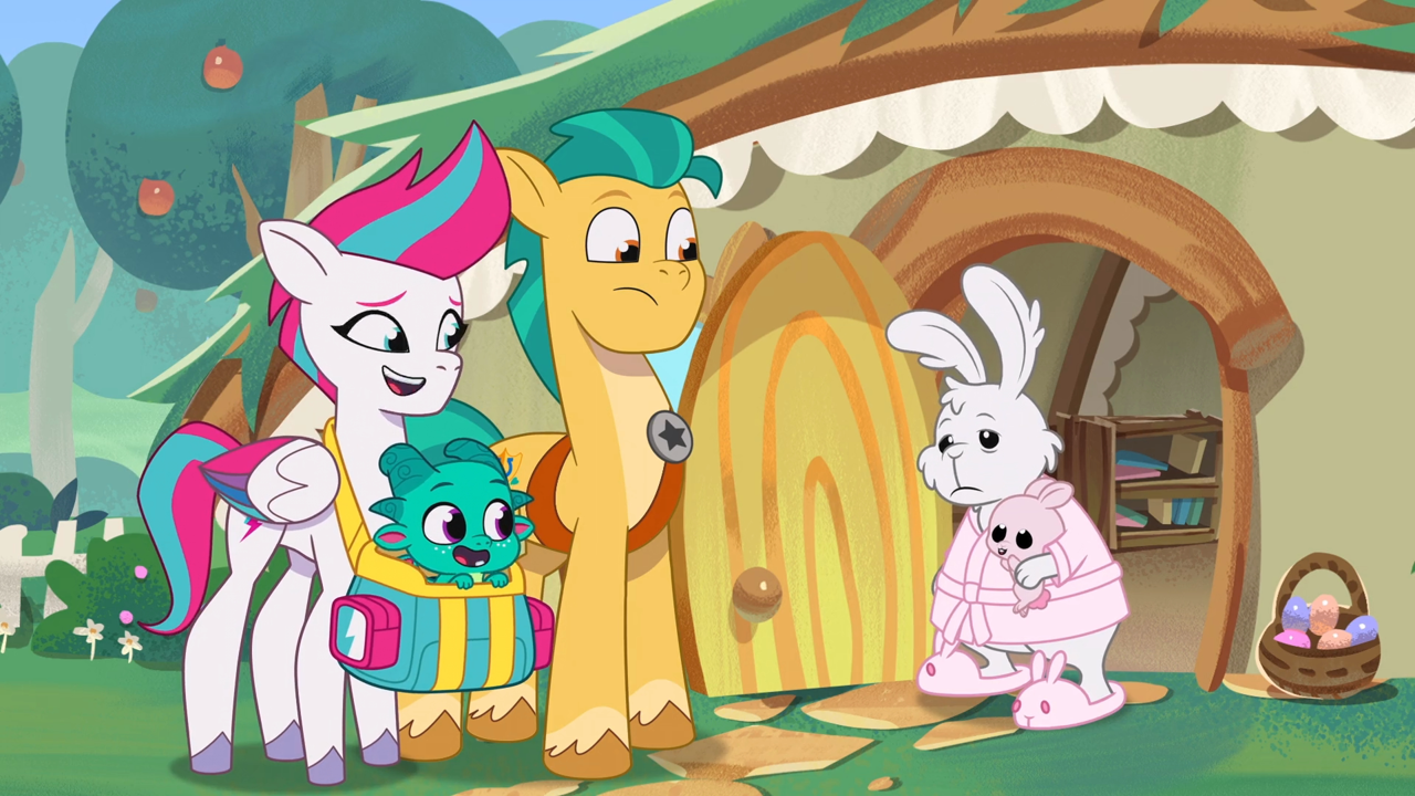 #3064777 - safe, screencap, eggmund bunny, hitch trailblazer, sparky ...