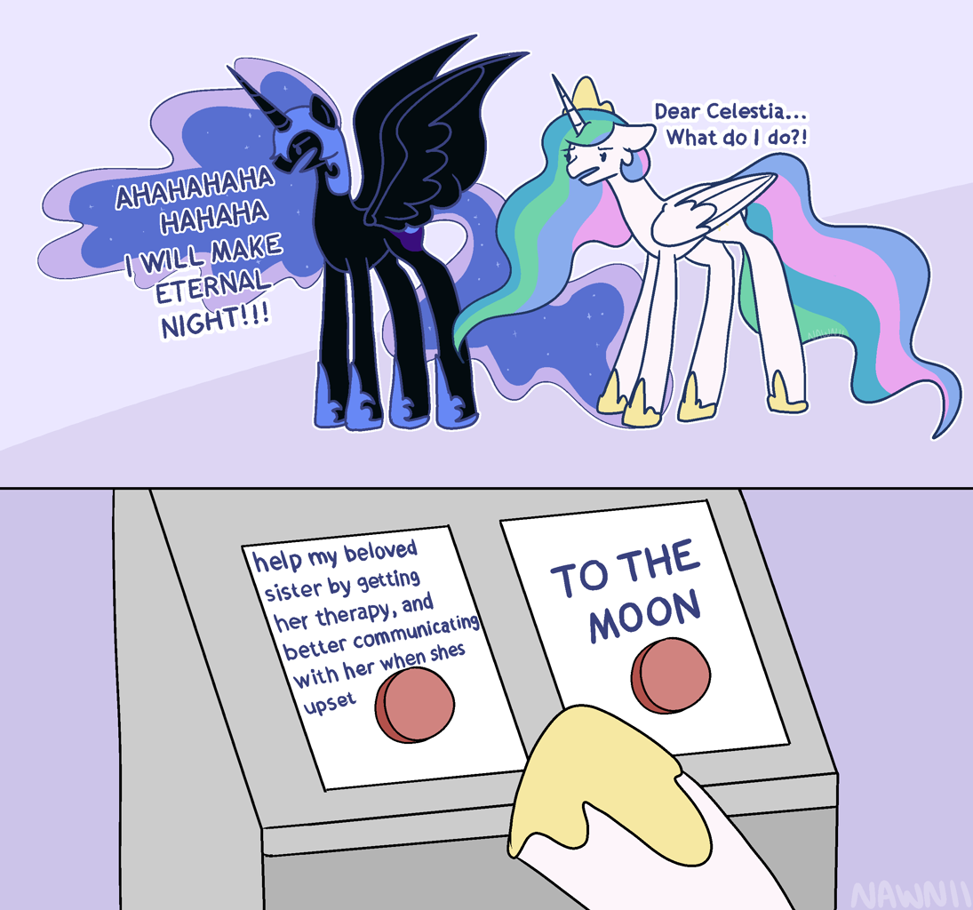 #3066403 - safe, artist:nawnii, nightmare moon, princess celestia ...