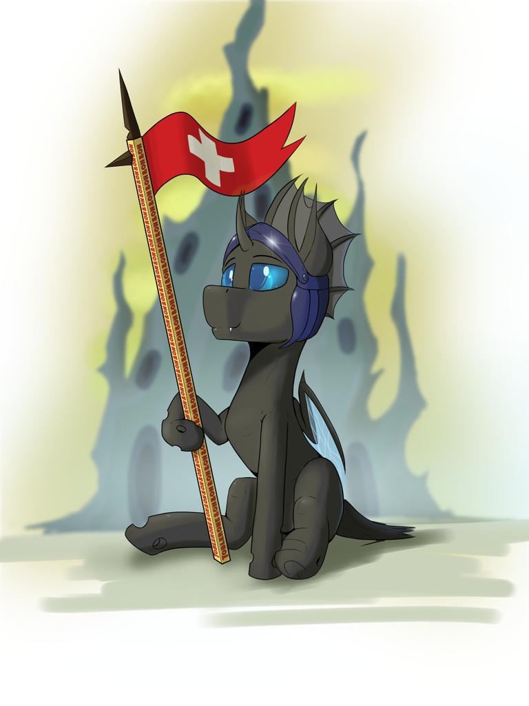 #3066725 - safe, artist:apuljack, oc, oc:captain black lotus, changeling, pony, changeling armor ...