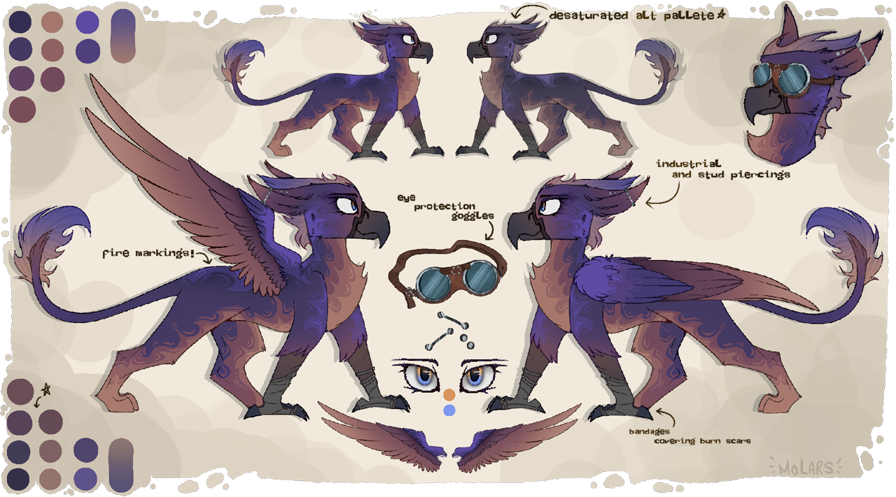 #3069877 - safe, artist:molars, oc, oc:phoenix, griffon, bandage, bust ...