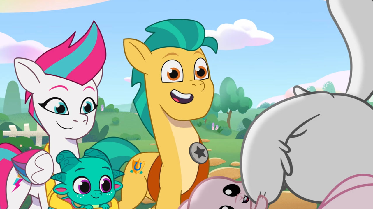 #3070170 - safe, screencap, eggmund bunny, hitch trailblazer, sparky ...