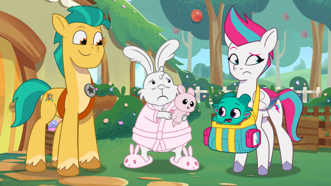 #3070334 - safe, screencap, eggmund bunny, hitch trailblazer, sparky ...