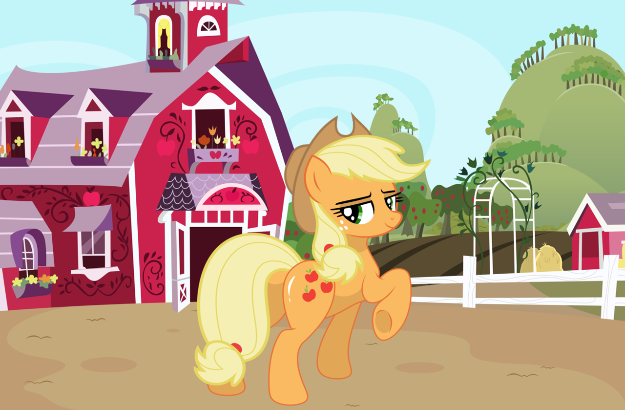 #3071350 - safe, artist:mlpfan3991, applejack, earth pony, pony, g4, applebutt, barn, bedroom ...