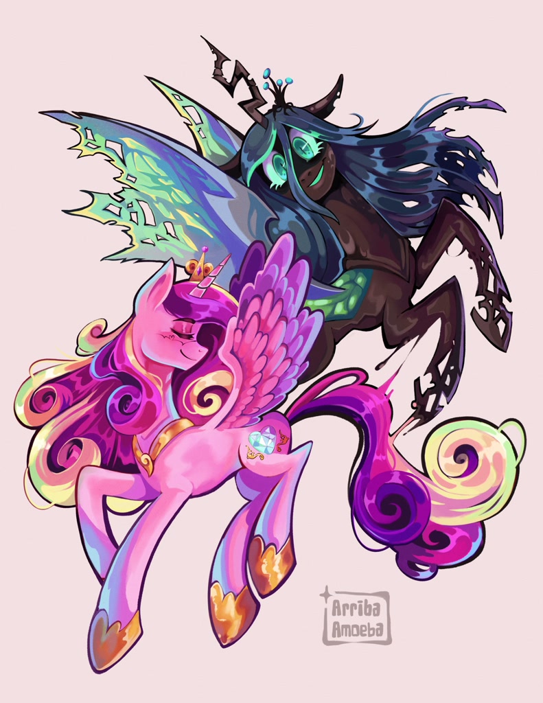 #3071642 - safe, artist:arribaamoeba, princess cadance, queen chrysalis ...