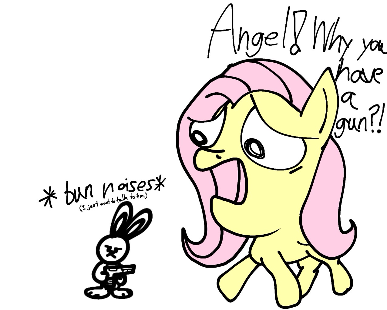 #3056548 - safe, artist:funnyk16, angel bunny, fluttershy, pegasus ...