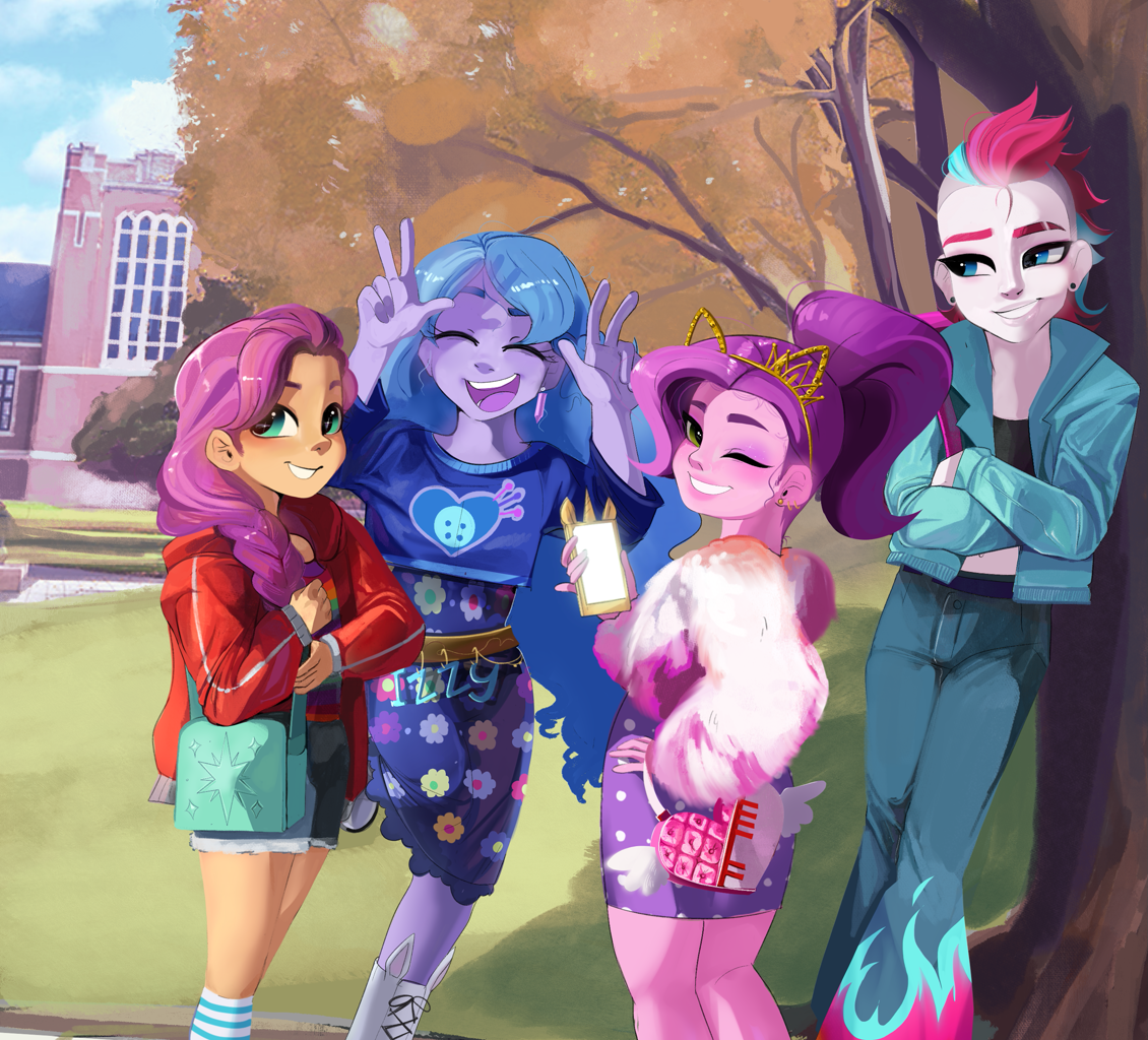 #3074045 - safe, artist:aztrial, izzy moonbow, pipp petals, sunny ...