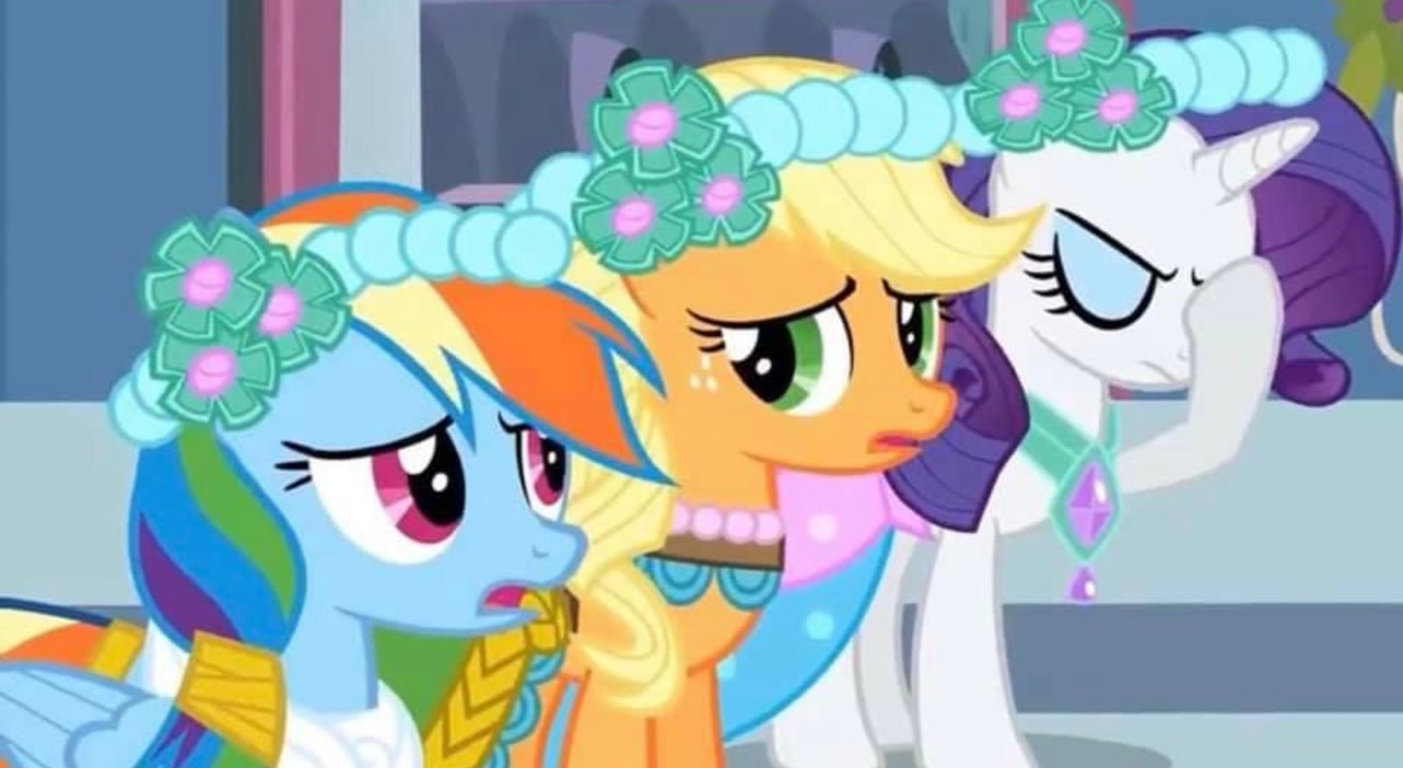 #3074052 - safe, screencap, applejack, rainbow dash, rarity, earth pony ...