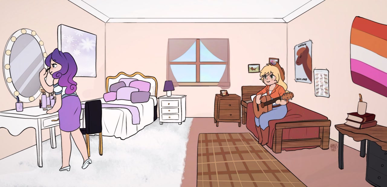 #3057103 - safe, artist:applesartt, applejack, rarity, human, g4, duo ...